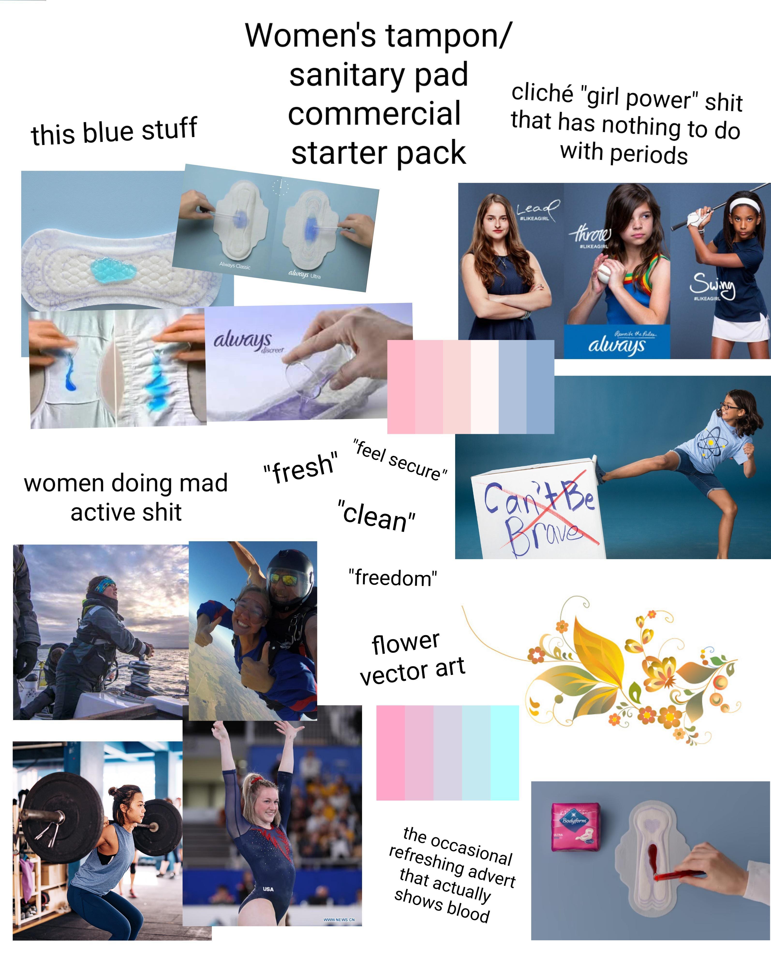 Women's tampon/sanitary pad commercial starter pack | /r/starterpacks ...