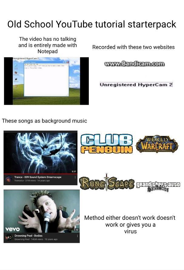 Old School YouTube tutorial starterpack | /r/starterpacks | Starter ...