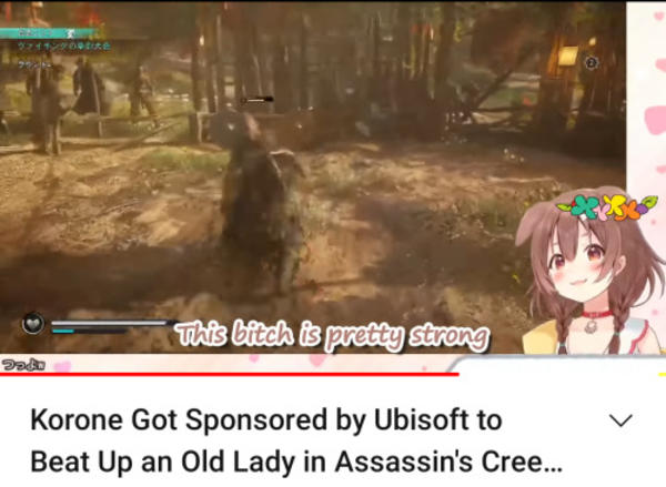 Korone thought that the old lady was scary during the whole fight ...