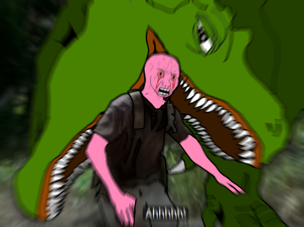 T-Rex Pepe chasing down a running Pink Wojak | Pink Wojak | Know Your Meme