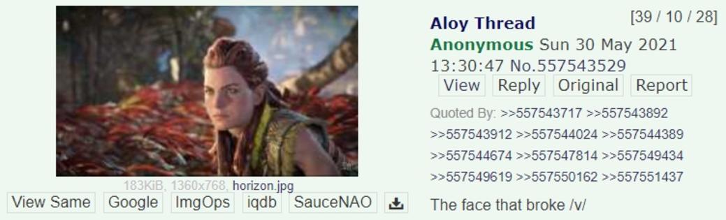 The face that broke /v/ | Aloy (Horizon Zero Dawn) | Know Your Meme