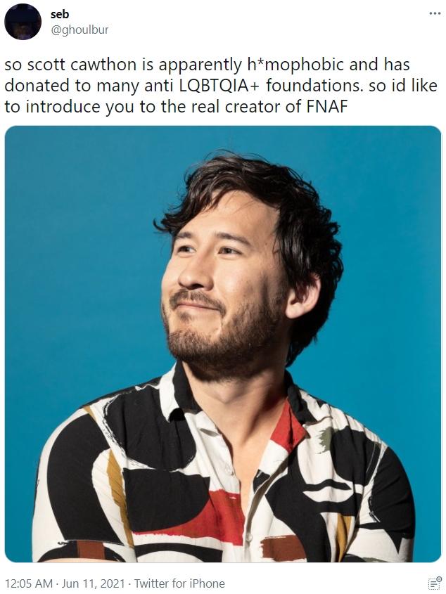 Markiplier Created FNAF Original Tweet | Scott Cawthon Republican ...