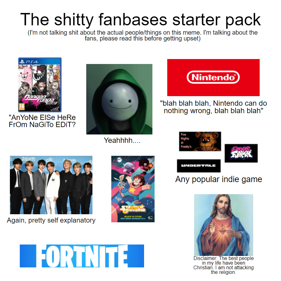 The shitty fanbases starter pack | /r/starterpacks | Starter Packs ...