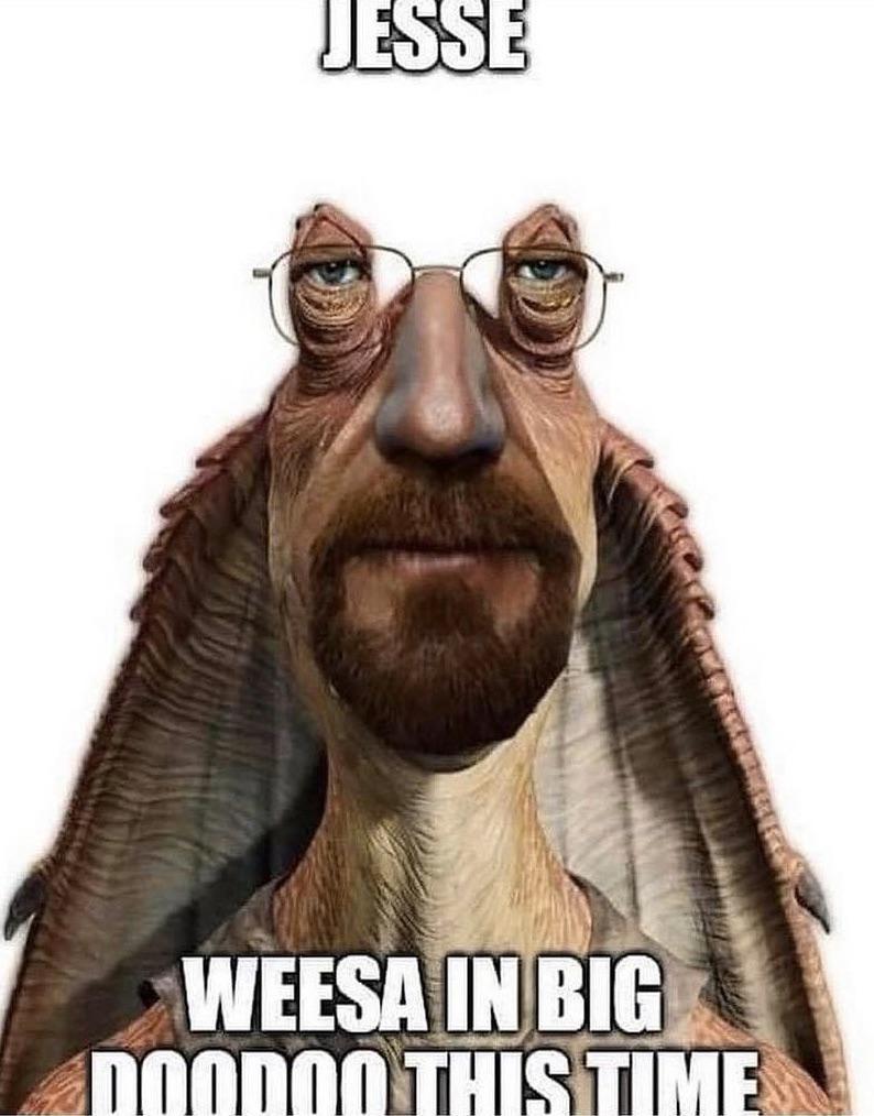 Meesa the danger. A gunga opens his door and gets wazooed and yousa ...