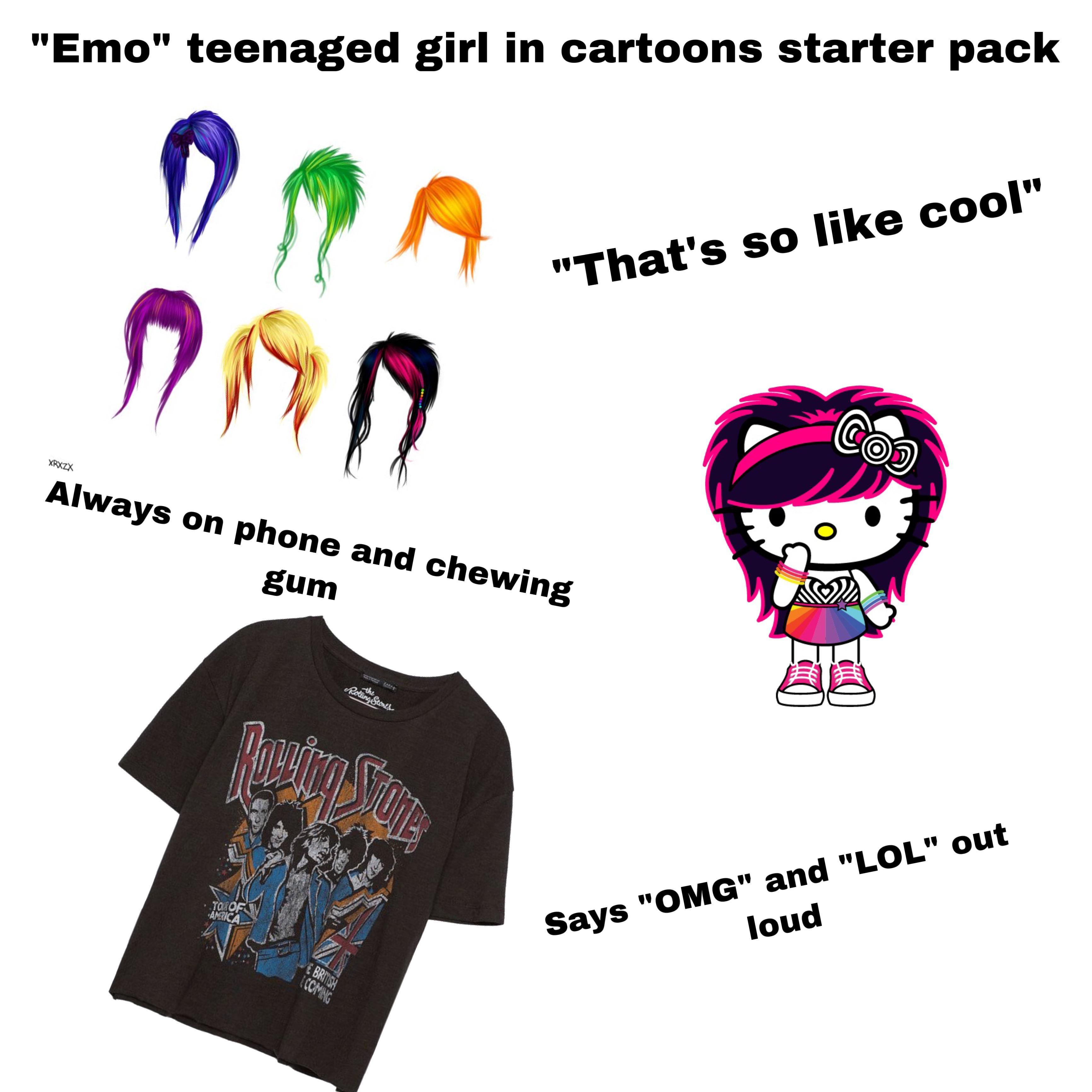 “Emo” teenaged girl in cartoons starter pack | /r/starterpacks ...