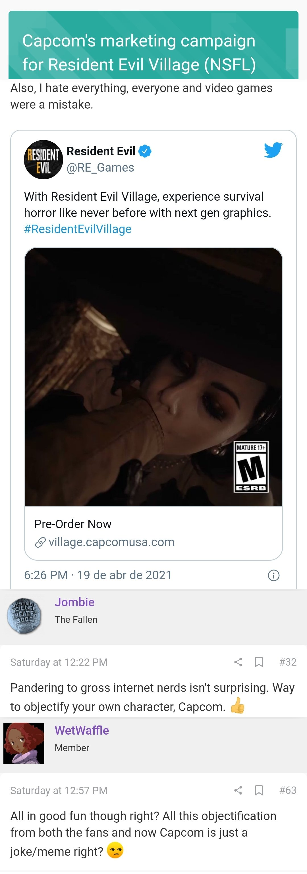 Hating the marketing campaign for Resident Evil: Village (and gaming ...