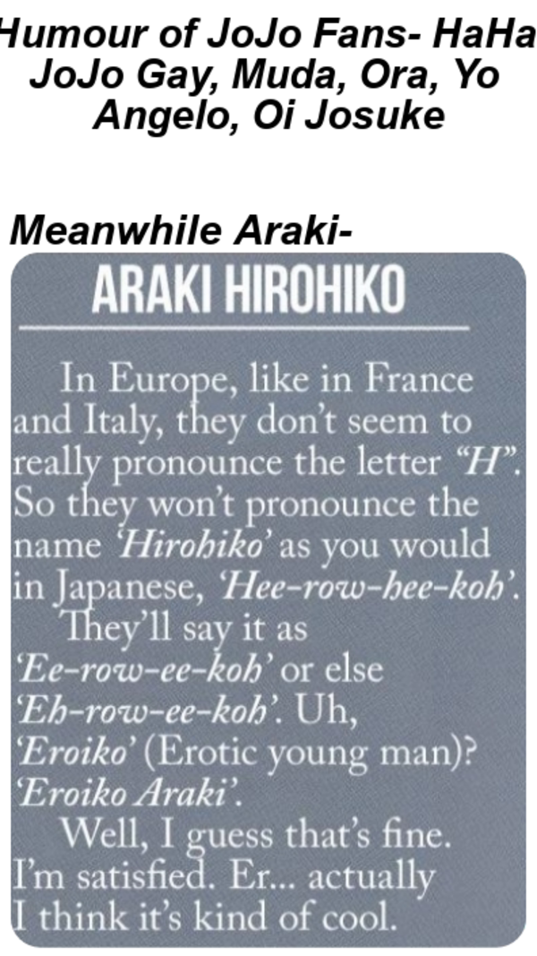 Araki is Peak Humor and no one can prove me wrong | /r ...