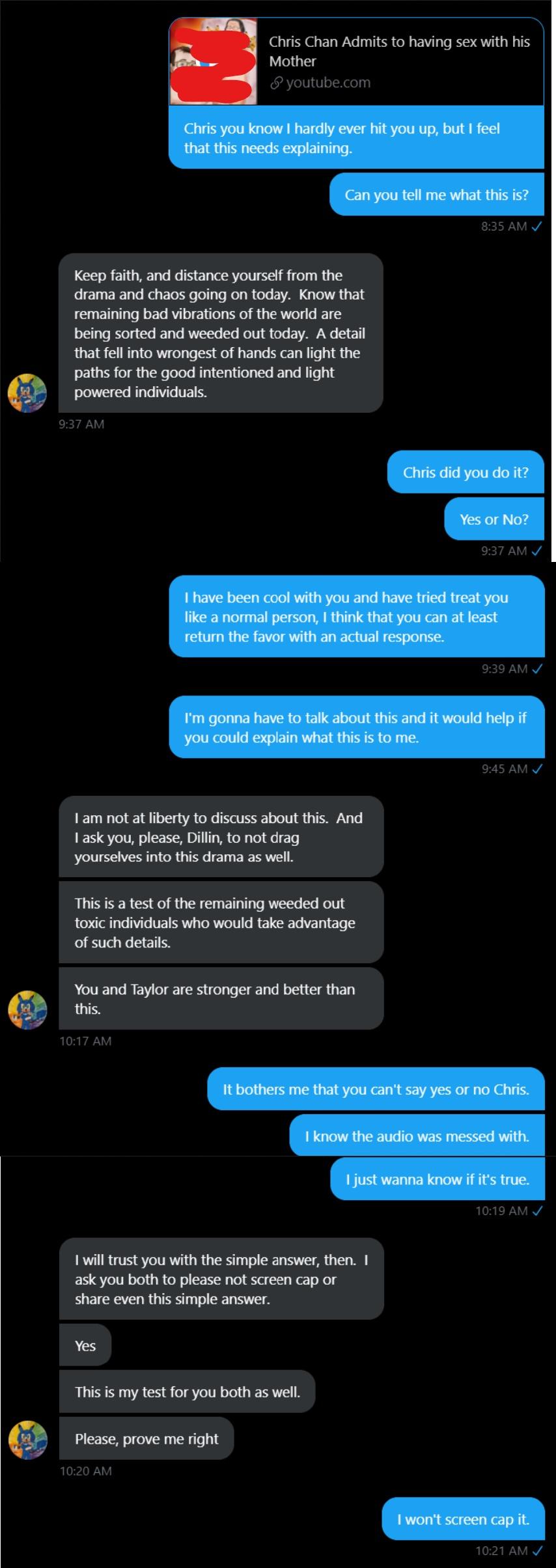 Dillin's DM with Chris. | Chris-Chan / CWC / Christine Weston Chandler ...