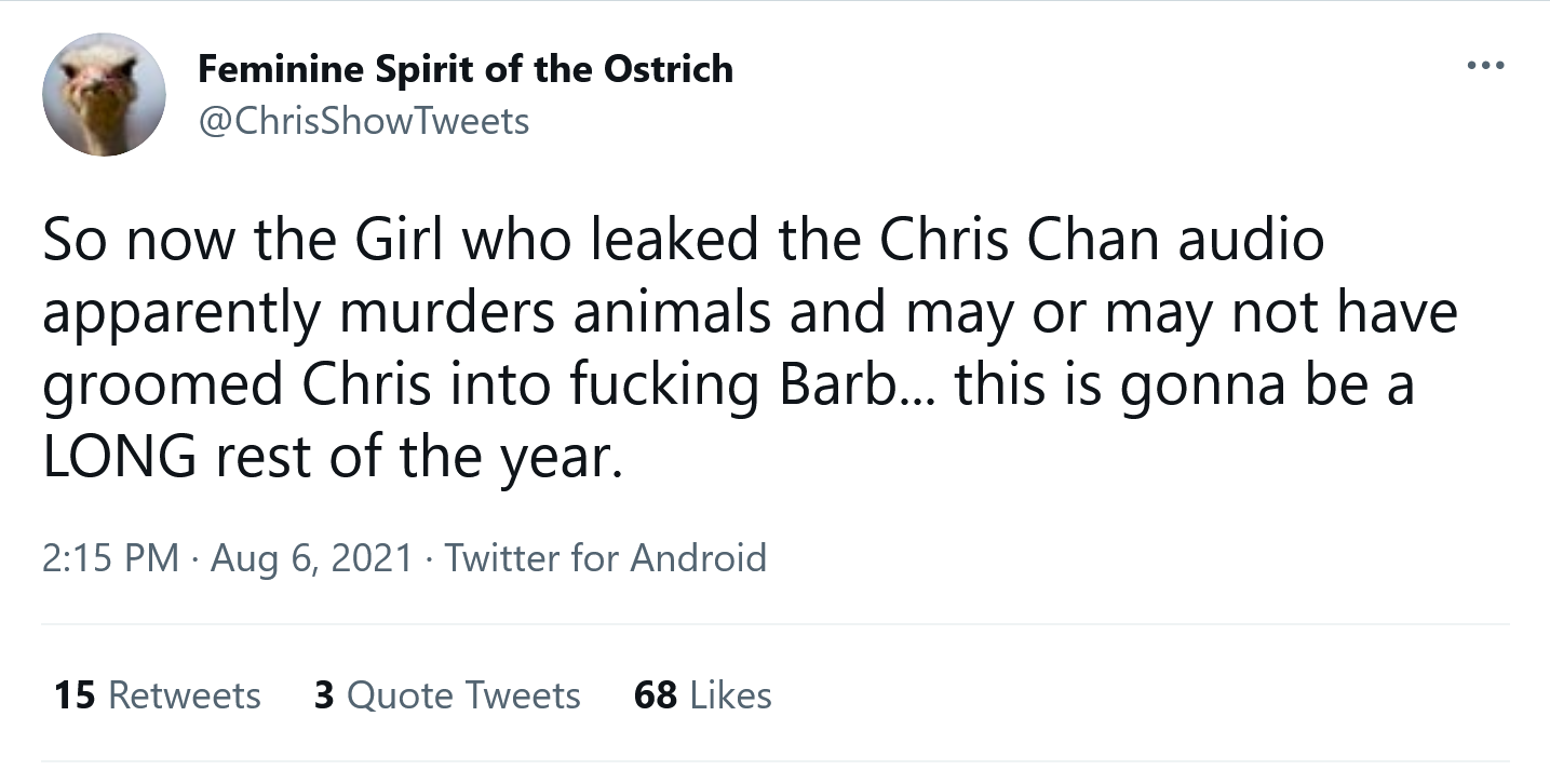 "Girl who leaked the Chris Chan audio apparently murders animals ...