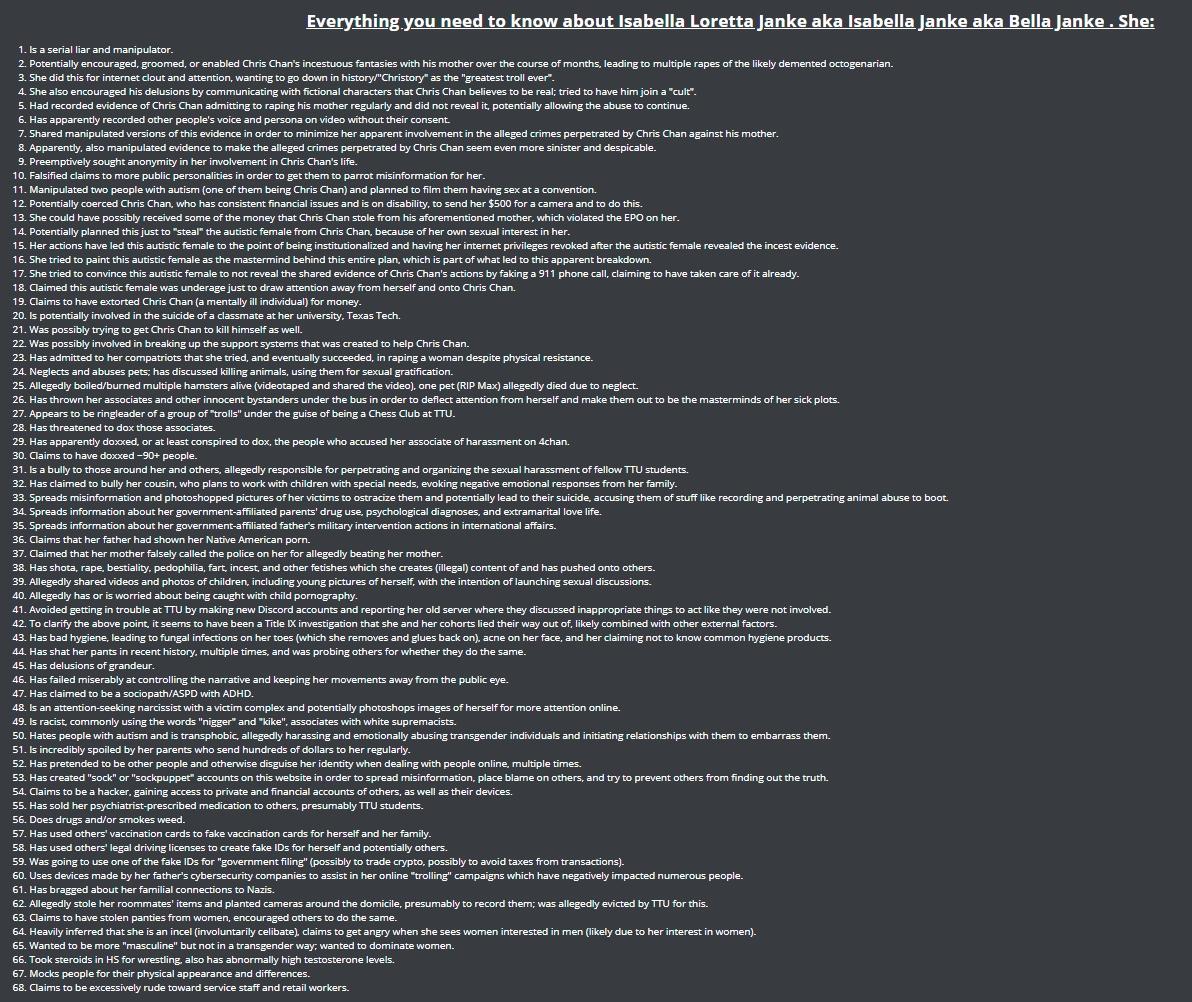 List: Everything you need to know about Isabella Loretta Janke aka ...