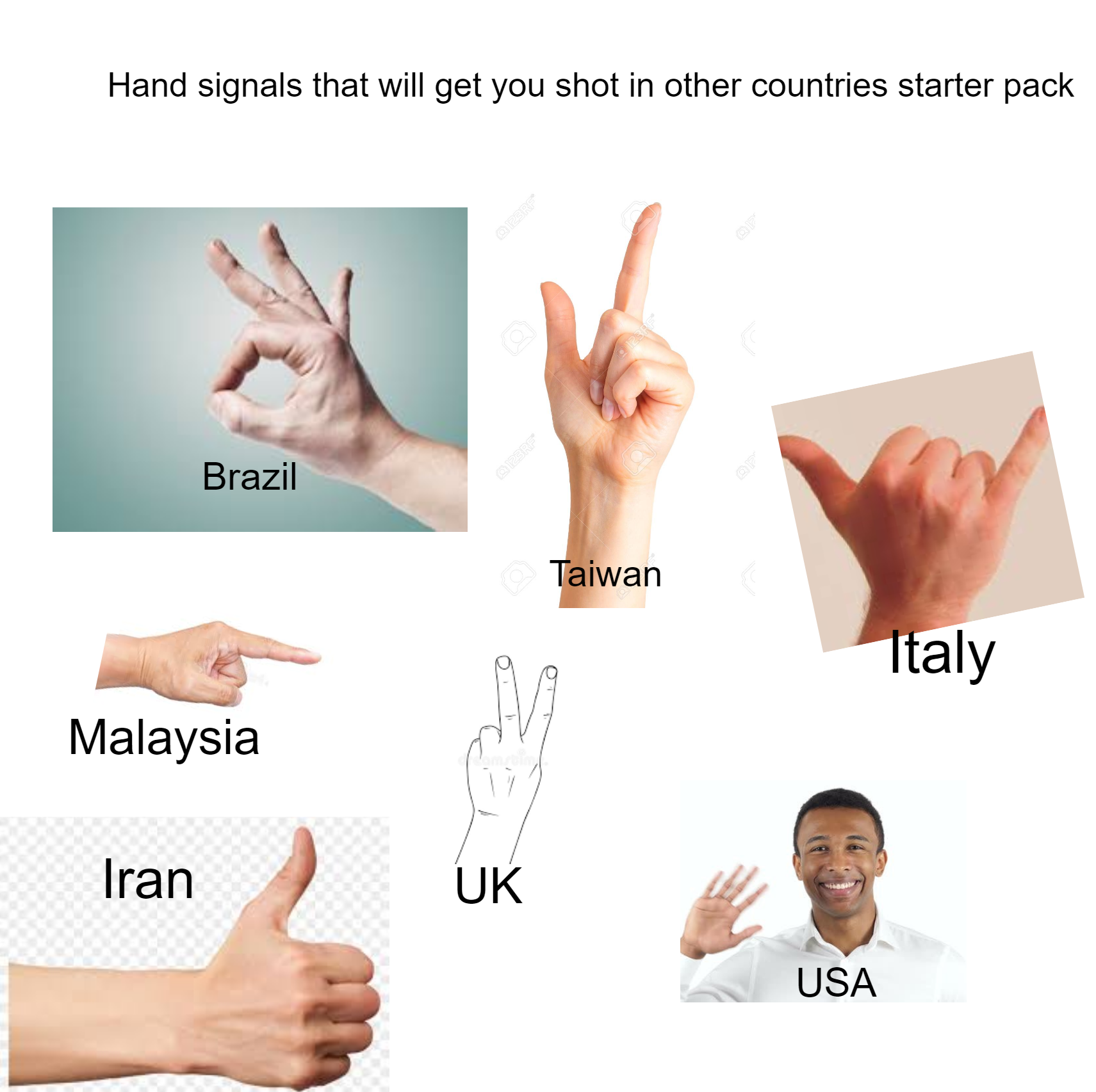 Hand signals that will get you shot in other countries starter pack ...