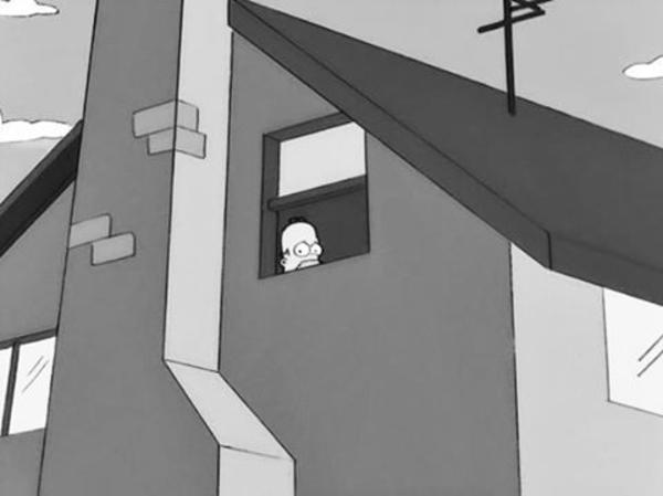 Homer Looking Through Window Black and WHite | Homer Simpson Looking ...