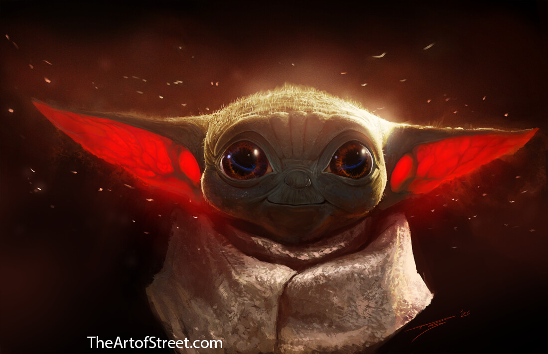 [OC] [Fan Art] Here is my digital painting portrait of Baby Yoda ...