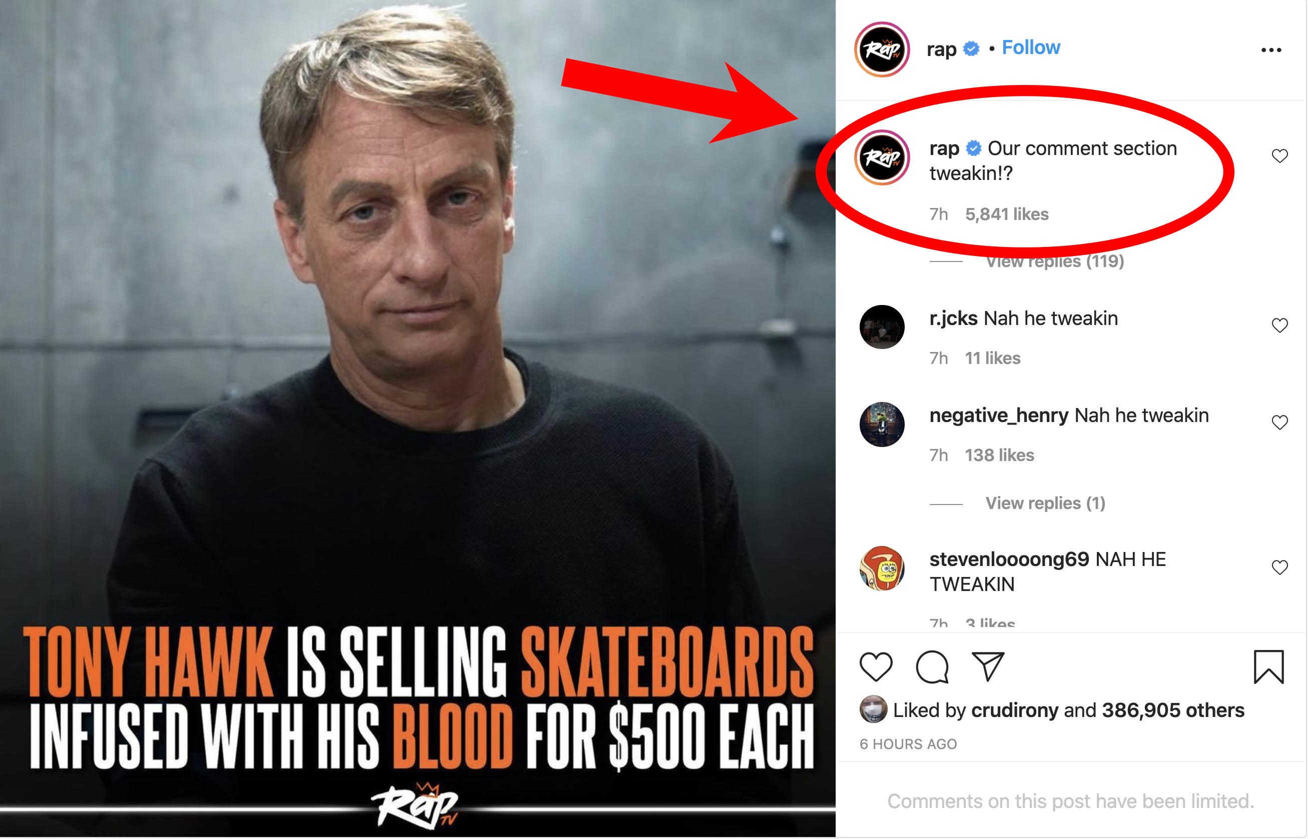 @rap's original comment | Nah He Tweakin | Know Your Meme