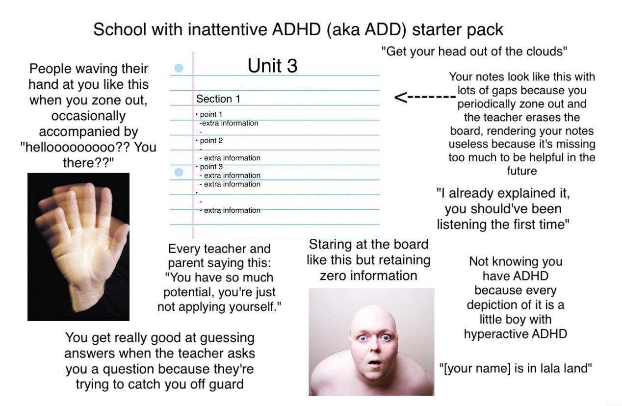 School with inattentive ADHD starter pack | /r/starterpacks | Starter ...