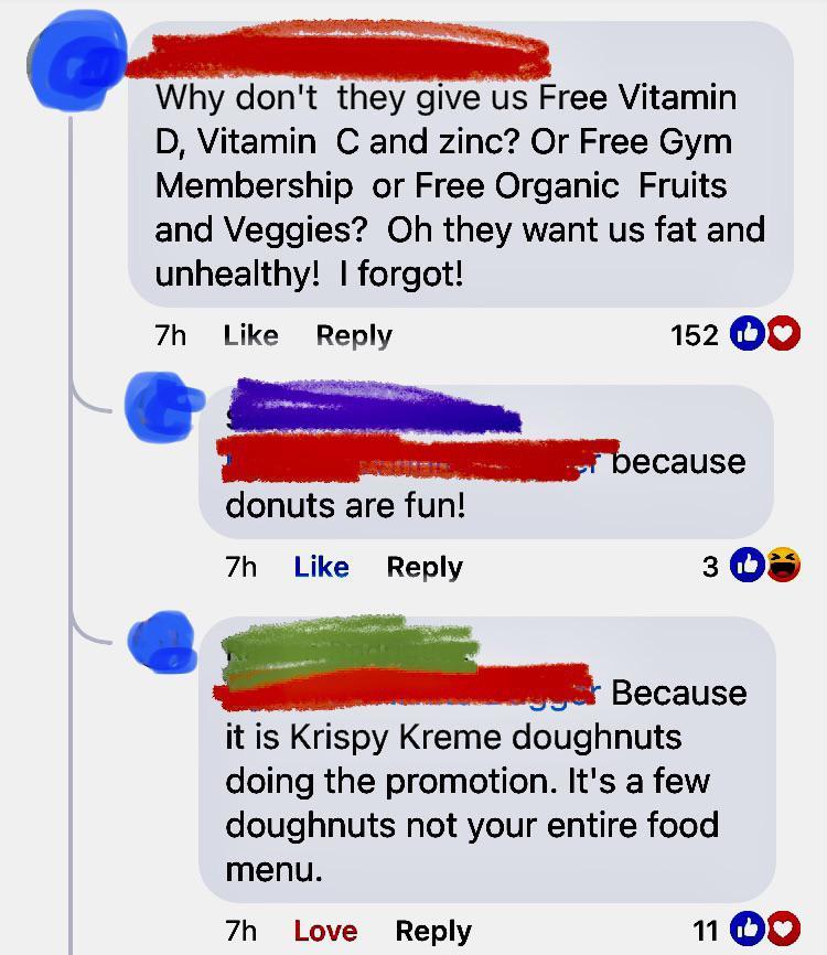 Krispy Kreme is giving away donuts for vaccinated. Karen wants them to ...