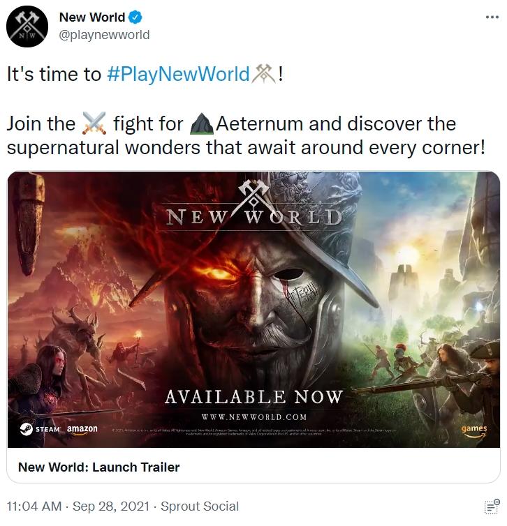 New World Launch Tweet | New World | Know Your Meme