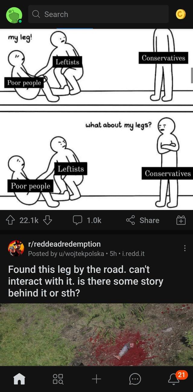 But What About My Leg? | Juxtaposition | Know Your Meme