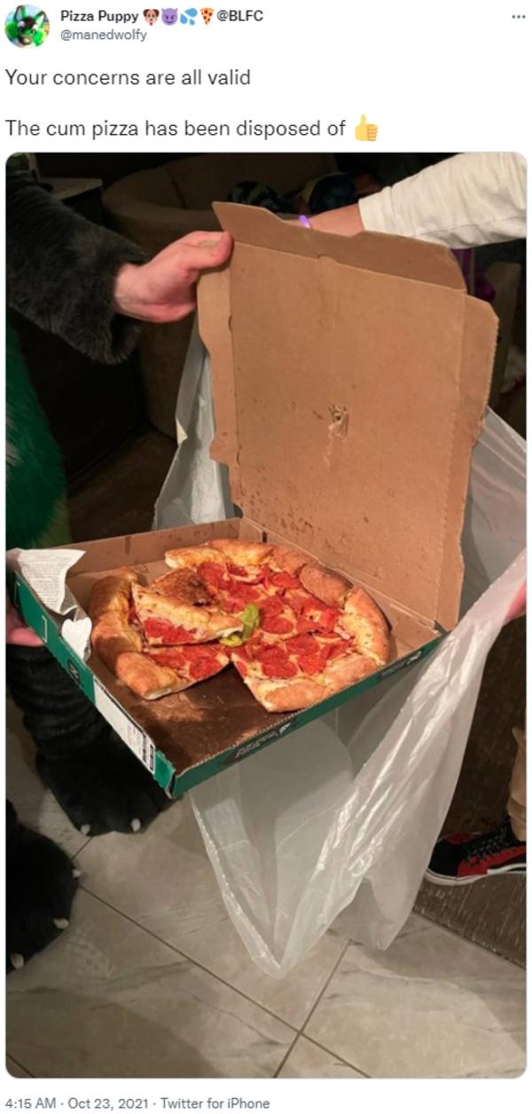 The cum pizza has been disposed of | BLFC Hallway Cum Pizza | Know Your ...