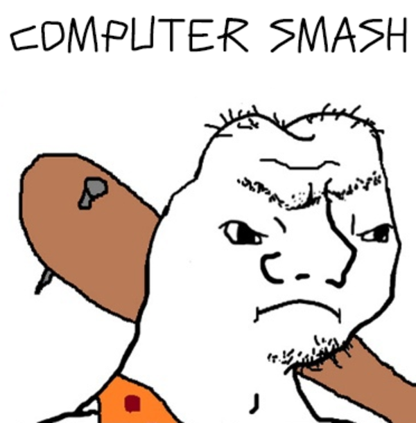 Anarcho-Primitivism anprim wojak, caveman grug - computer smash ...