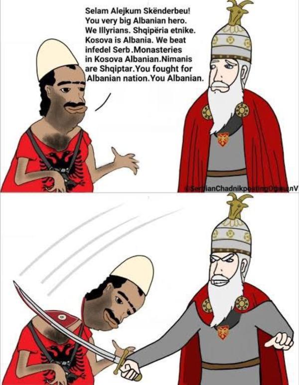 Skanderbeg be doing a triple backflip seeing most Albanians today ...