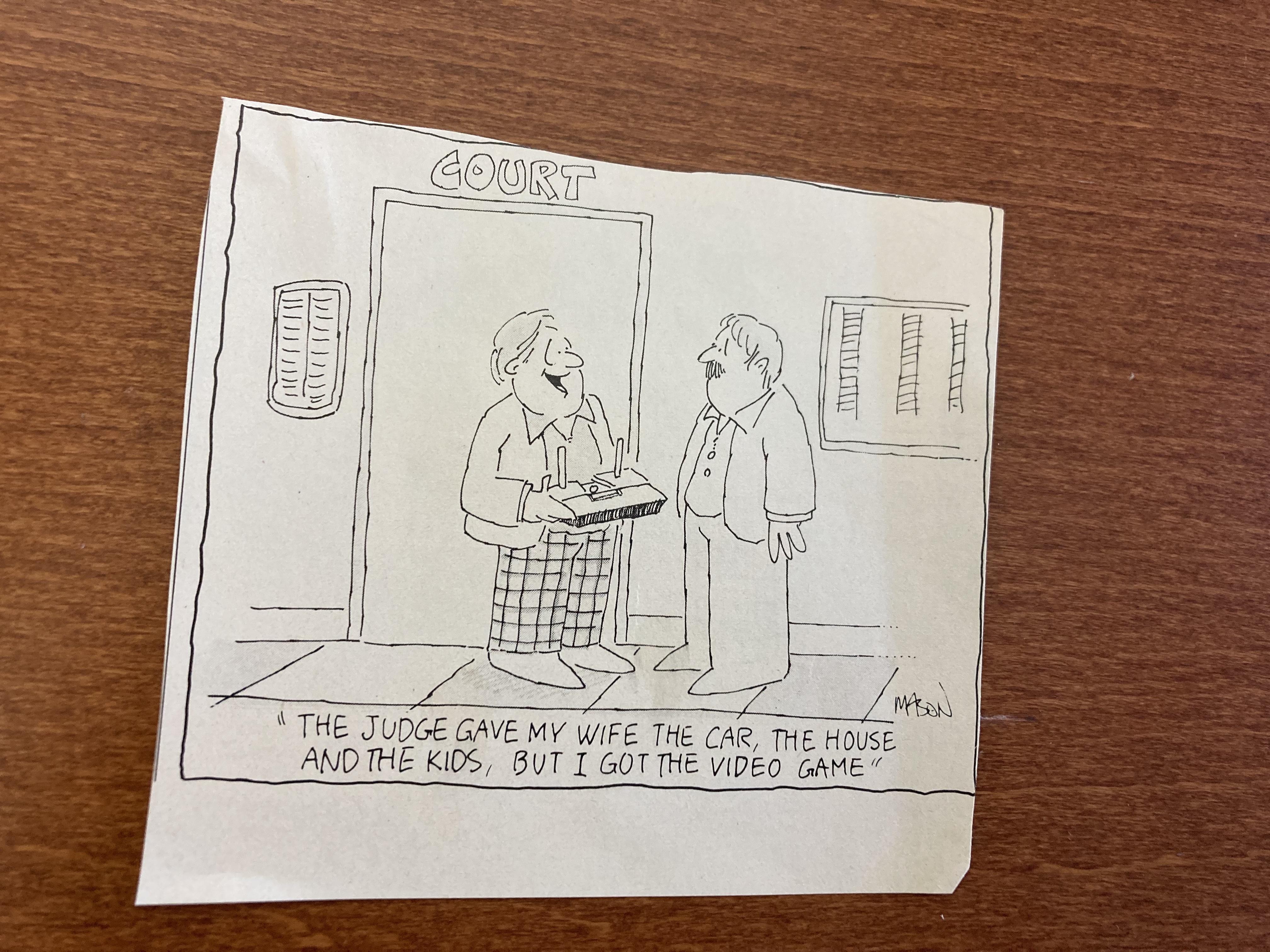 Comic strip by an unknown artist about divorce law (c. early 1980s ...