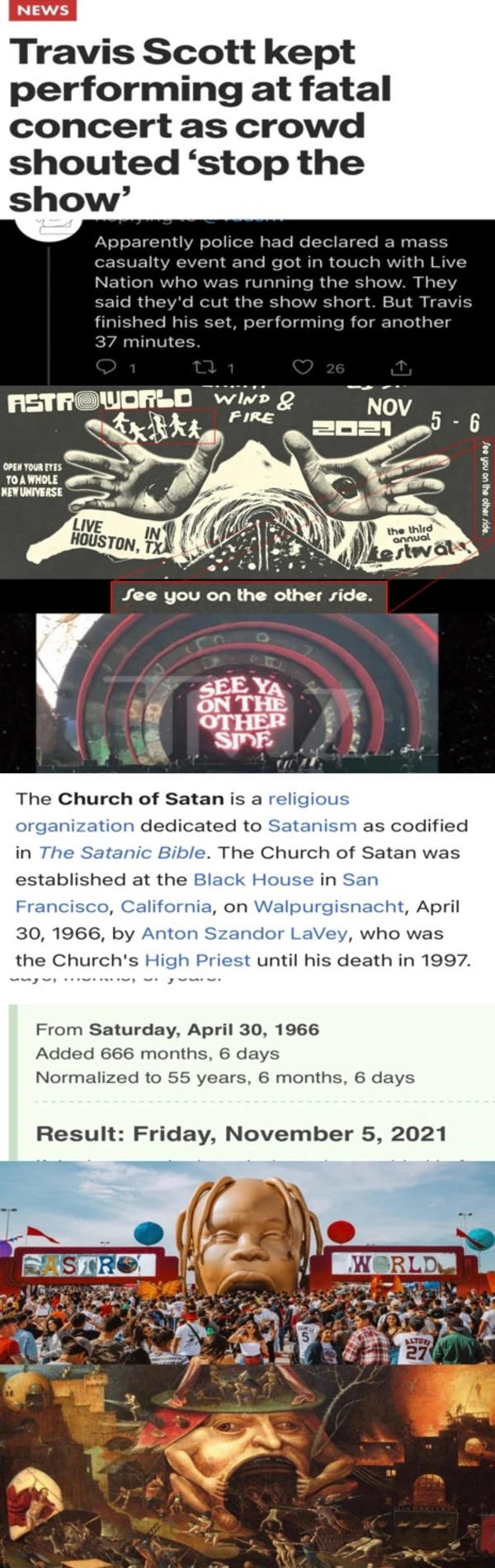 "Satanist Travis Post" Schizopost | Travis Scott Concert Crowd Crush ...