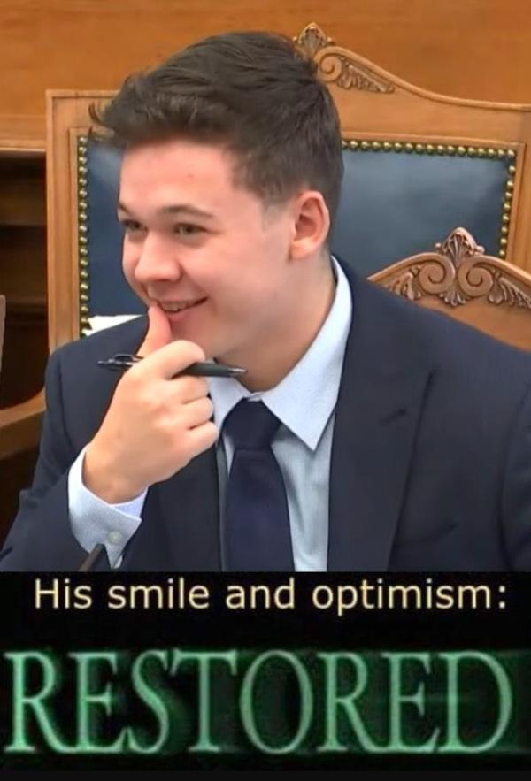 His smile and optimism: RESTORED | Kyle Rittenhouse Crying | Know Your Meme
