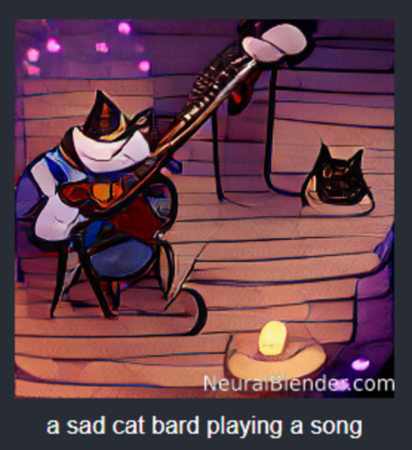 Sad Cat Bard Playing a Song | NeuralBlender | Know Your Meme