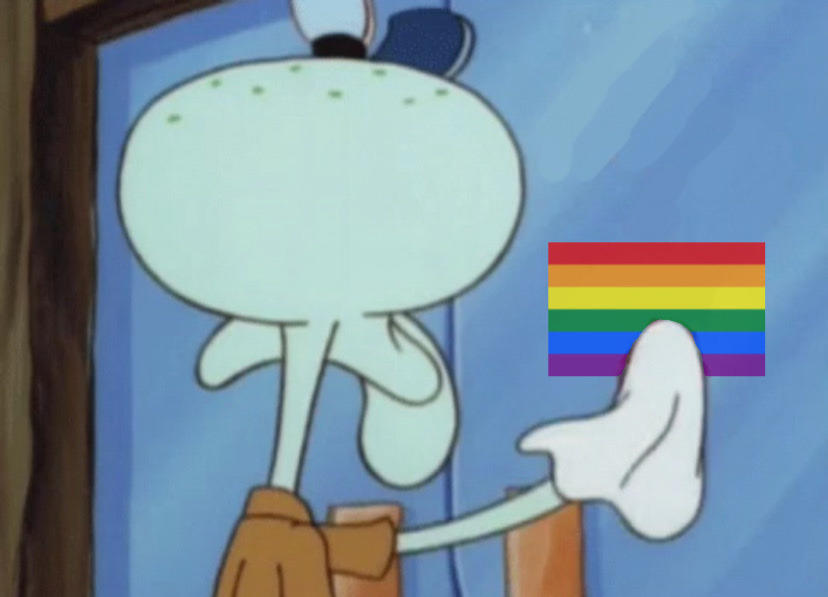 corporations on july 1st: | Squidward Cleaning "Loser" Window Graffiti ...