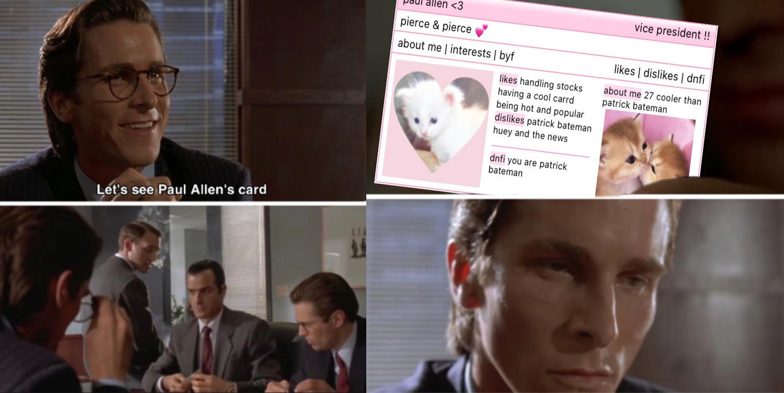 Dni You Are Patrick Bateman American Psycho Business Card Scene Let s See Paul Allen s Card 