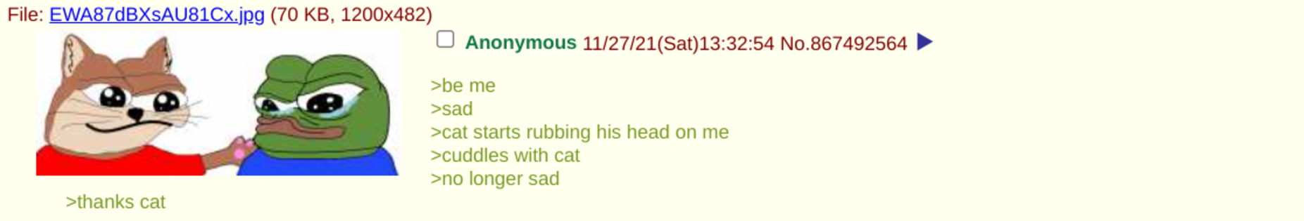 anon cuddles with his cat | /r/Greentext | Greentext Stories | Know ...
