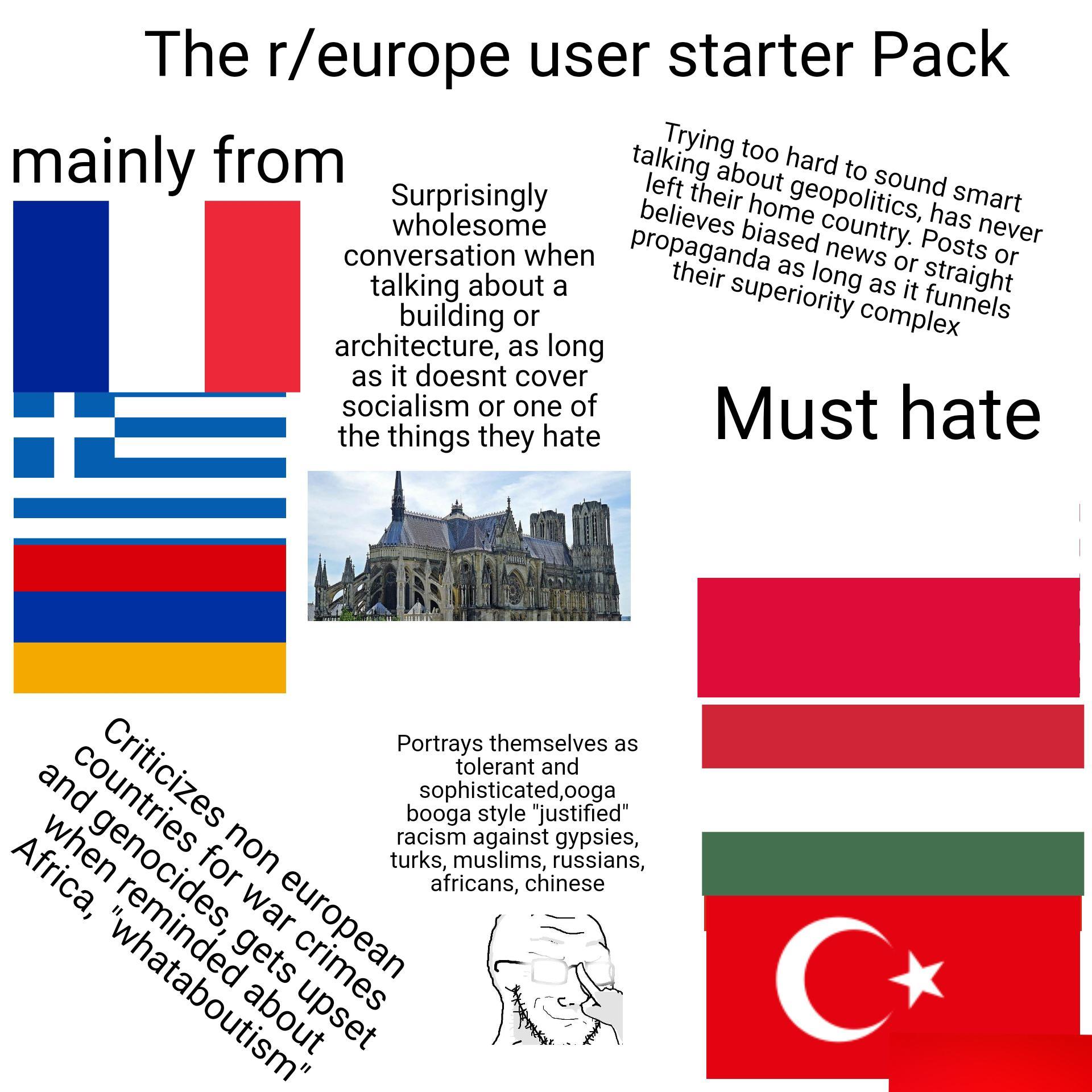 r/europe starter pack | /r/starterpacks | Starter Packs | Know Your Meme