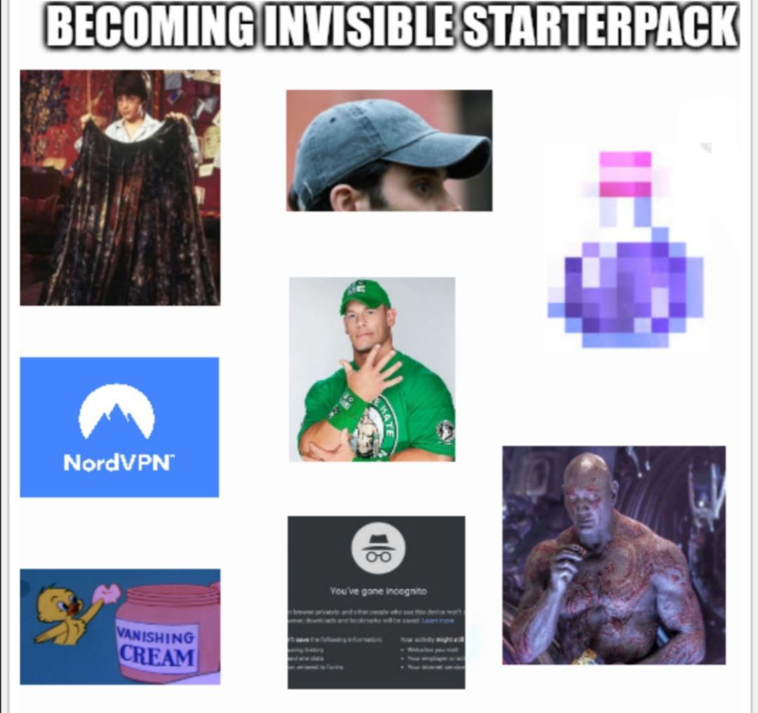 Becoming invisible starterpack. | /r/starterpacks | Starter Packs ...