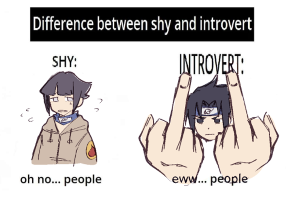 Difference Between Shy And Introvert (Hinata / Sasuke) | Difference ...