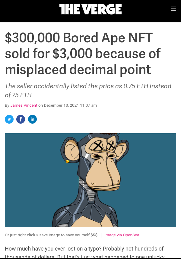 Journalist doesn't care and shows the 300,000$ NFT in his article | /r ...