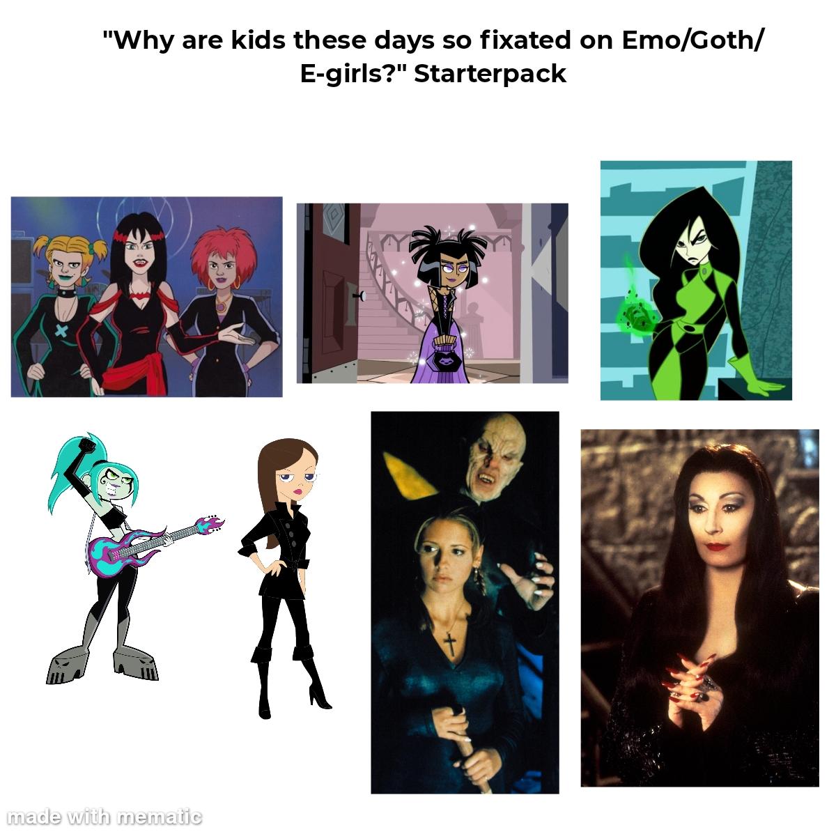 "Why are kids these days so fixated on Emo/Goth/E-girls?" Starterpack ...