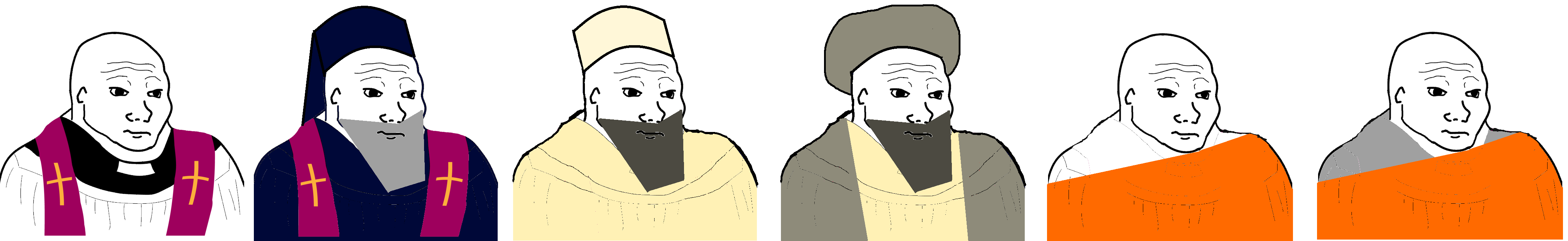 Fat Clergy Wojak for the main religions | Wojak | Know Your Meme