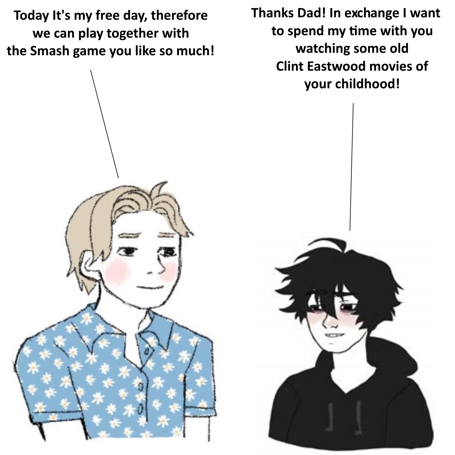 Father and Son spending time together, doing what they like the most ...