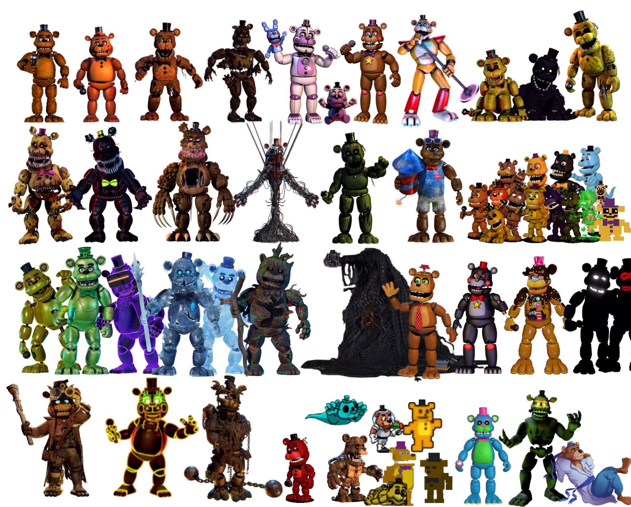 Evolution Of Freddy Fazbear And His Variants Five Nights At Freddy s 