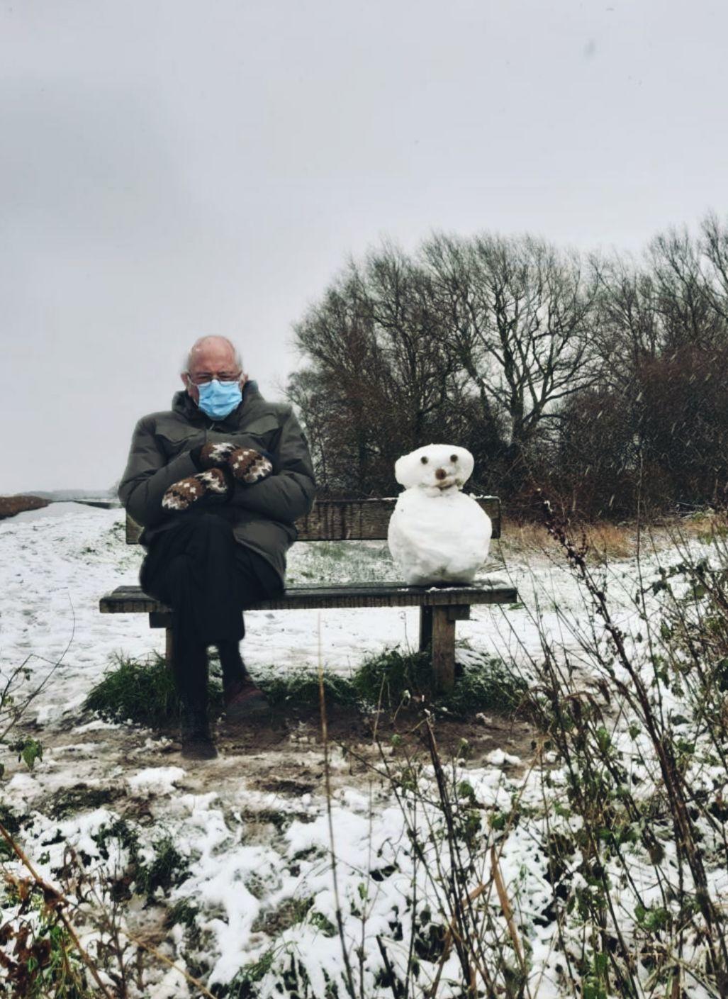 Bern and fren | Bernie Sanders Wearing Mittens Sitting in a Chair ...