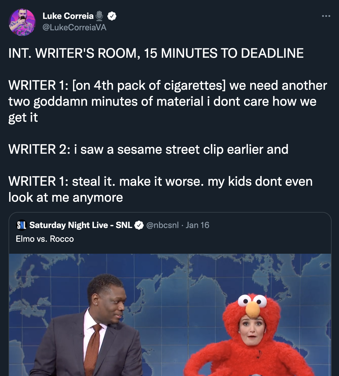 Elmo vs. Rocco SNL meme | Elmo vs. Rocco | Know Your Meme