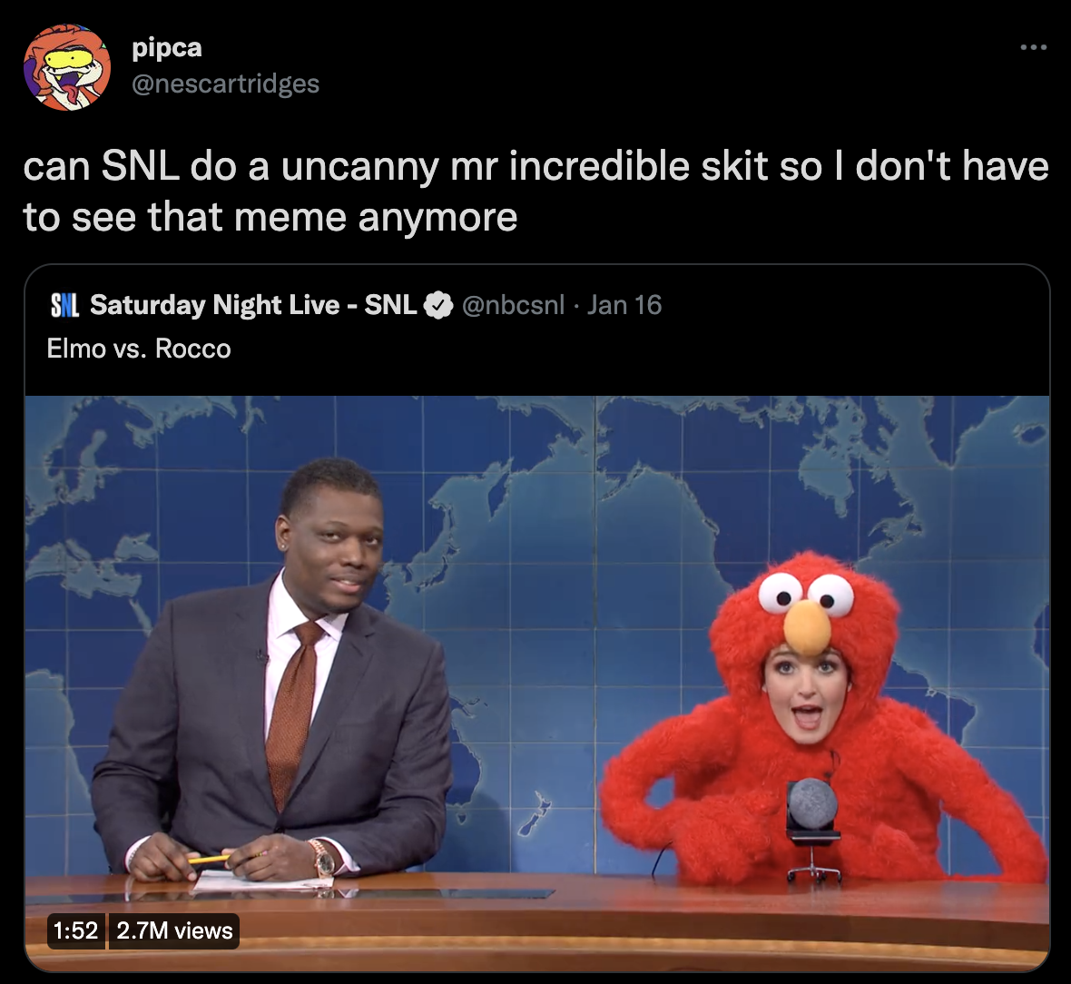 Elmo vs. Rocco SNL meme | Elmo vs. Rocco | Know Your Meme