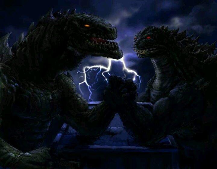 Godzilla arm wrestle | Godzilla | Know Your Meme