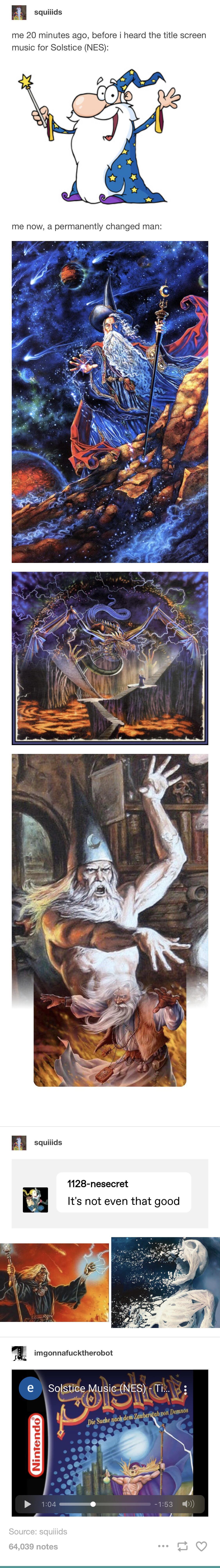 me 20 minutes ago, before i heard the title screen music for Solstice ...