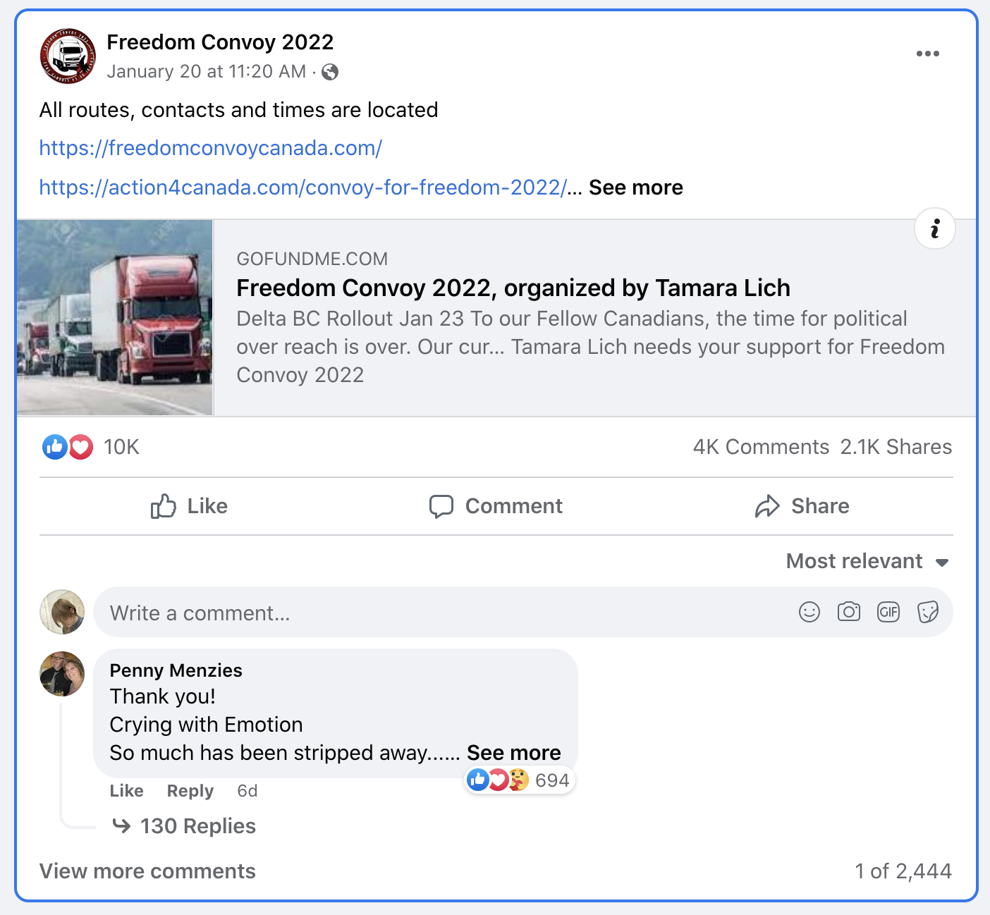 Canadian Freedom Convoy Facebook Announcement | Canadian Freedom Convoy ...