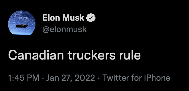 Elon Musk Canadian truckers tweet | Canadian Freedom Convoy / Convoi de ...