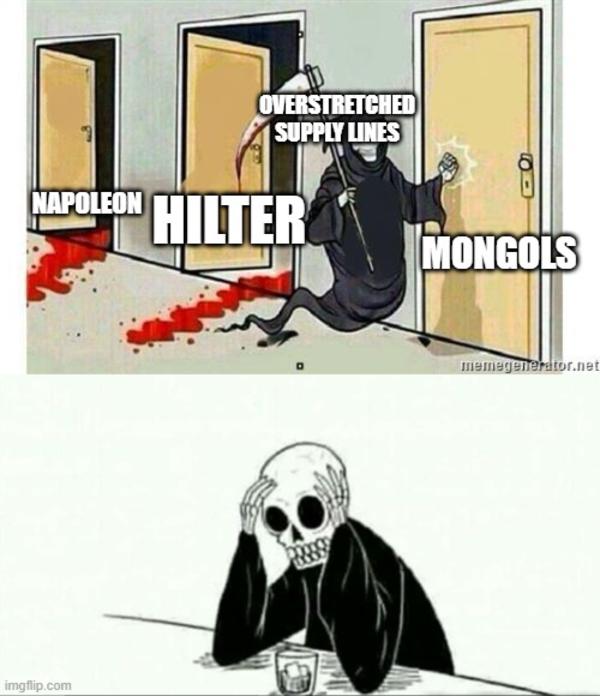 Mongols didn't have supply lines. At least in conventional sense ...