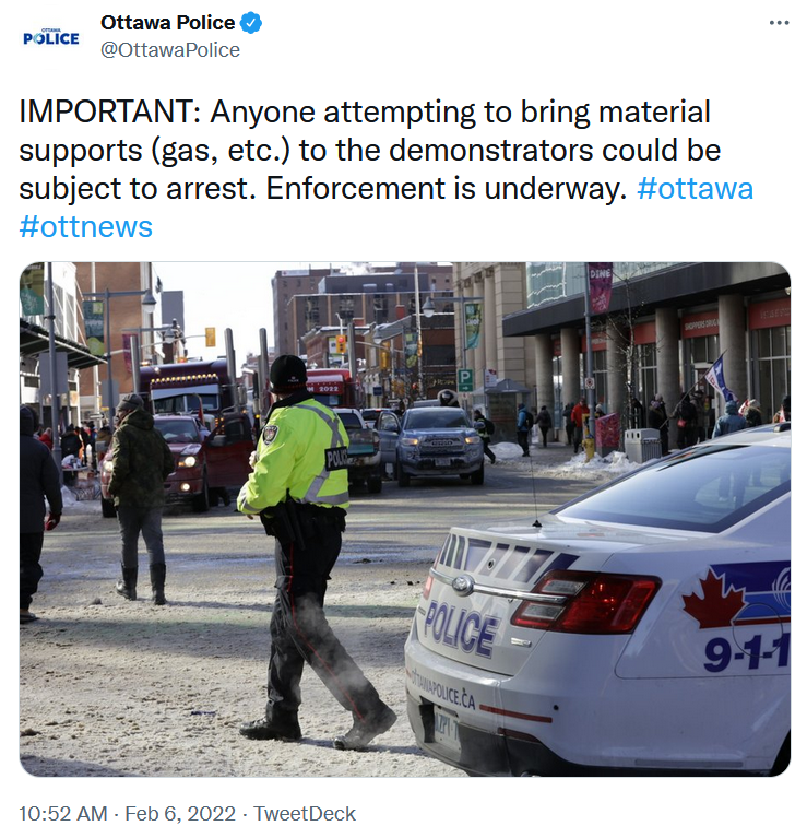 Ottawa Police on Material Support | Canadian Freedom Convoy / Convoi de ...