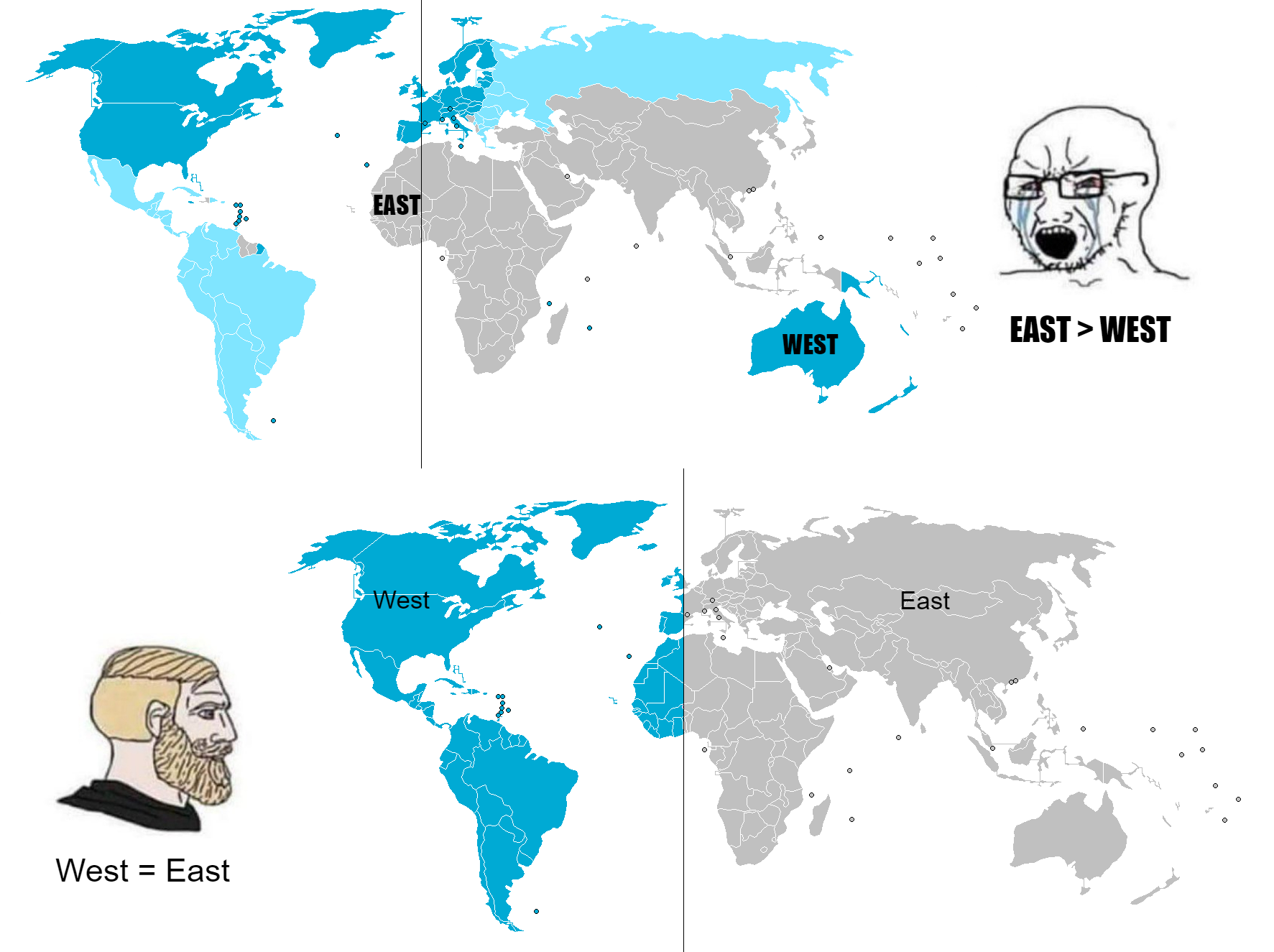 West and east should be painfully obvious. | Yes Chad | Know Your Meme